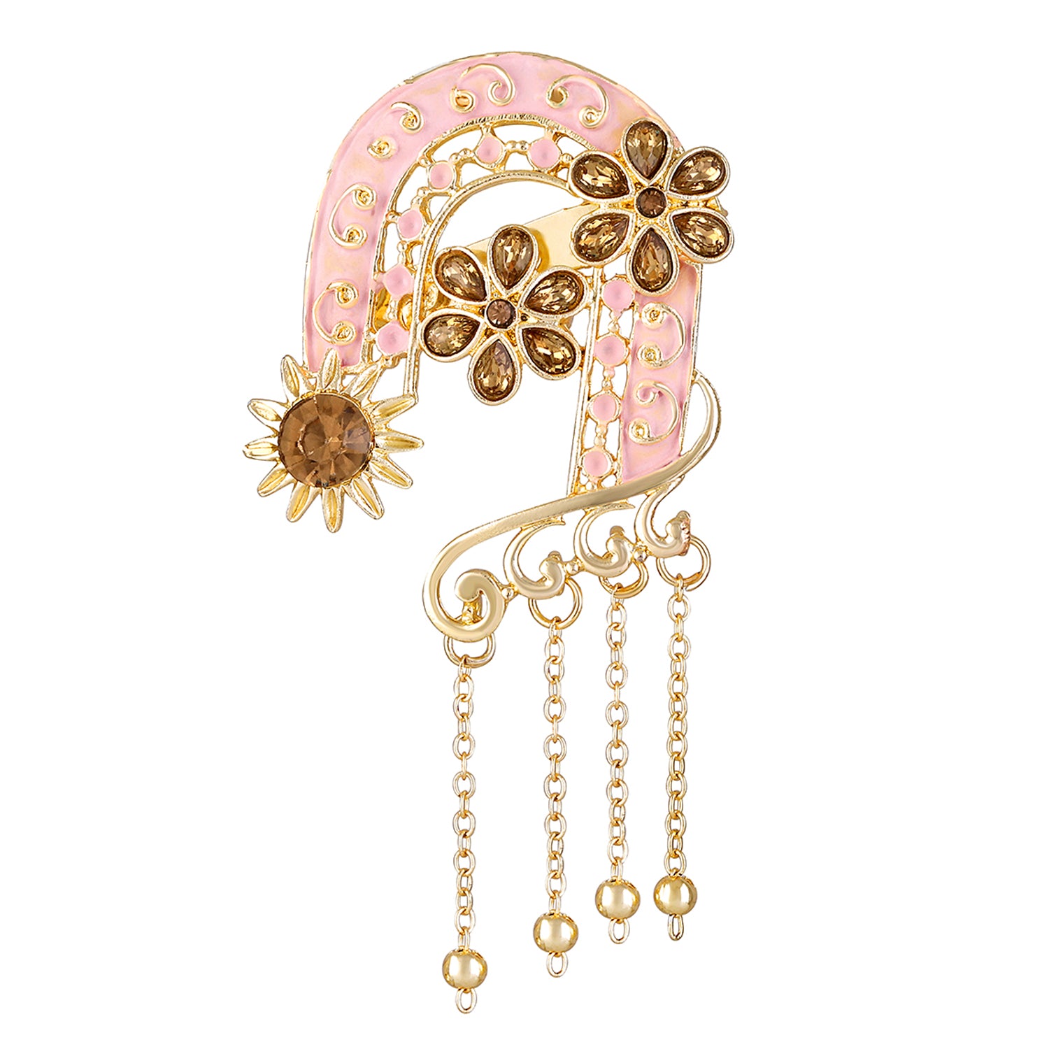 Meenakari Work Enamel Floral Design with Hanging Chain Shervani Brooch ...