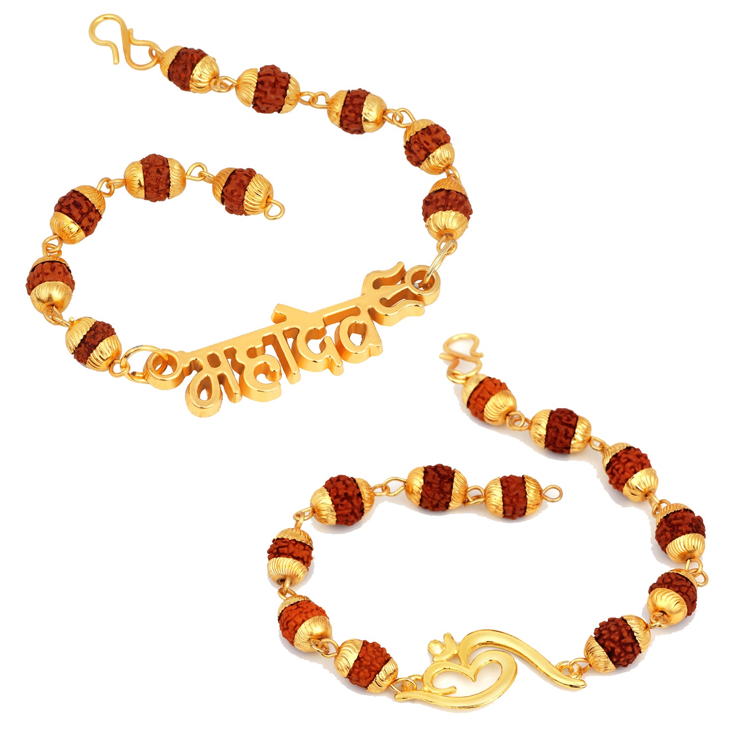 Shop Combo of Om Mahadev Trishul Bracelets with Rudraksha