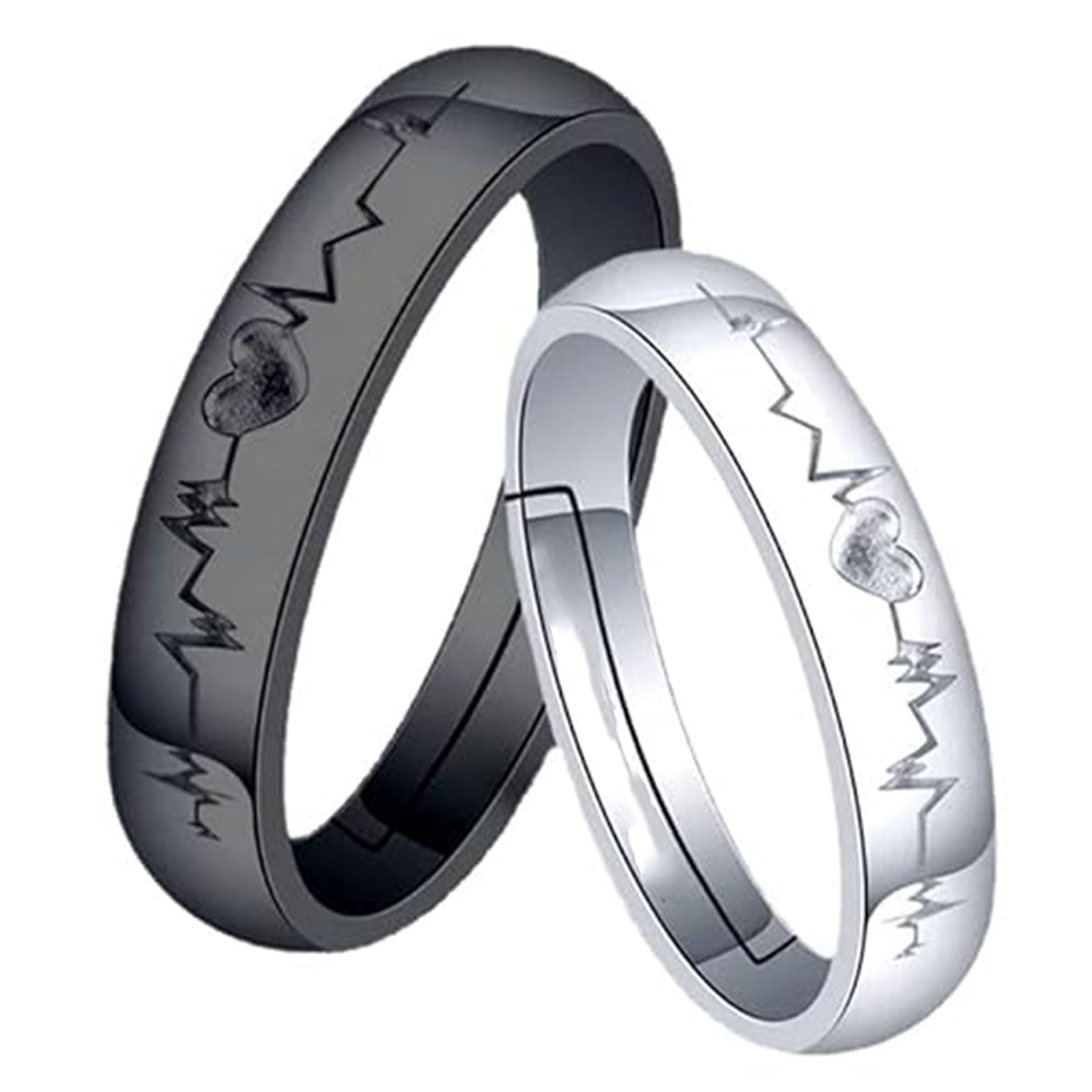 Heartbeat Couple Rings