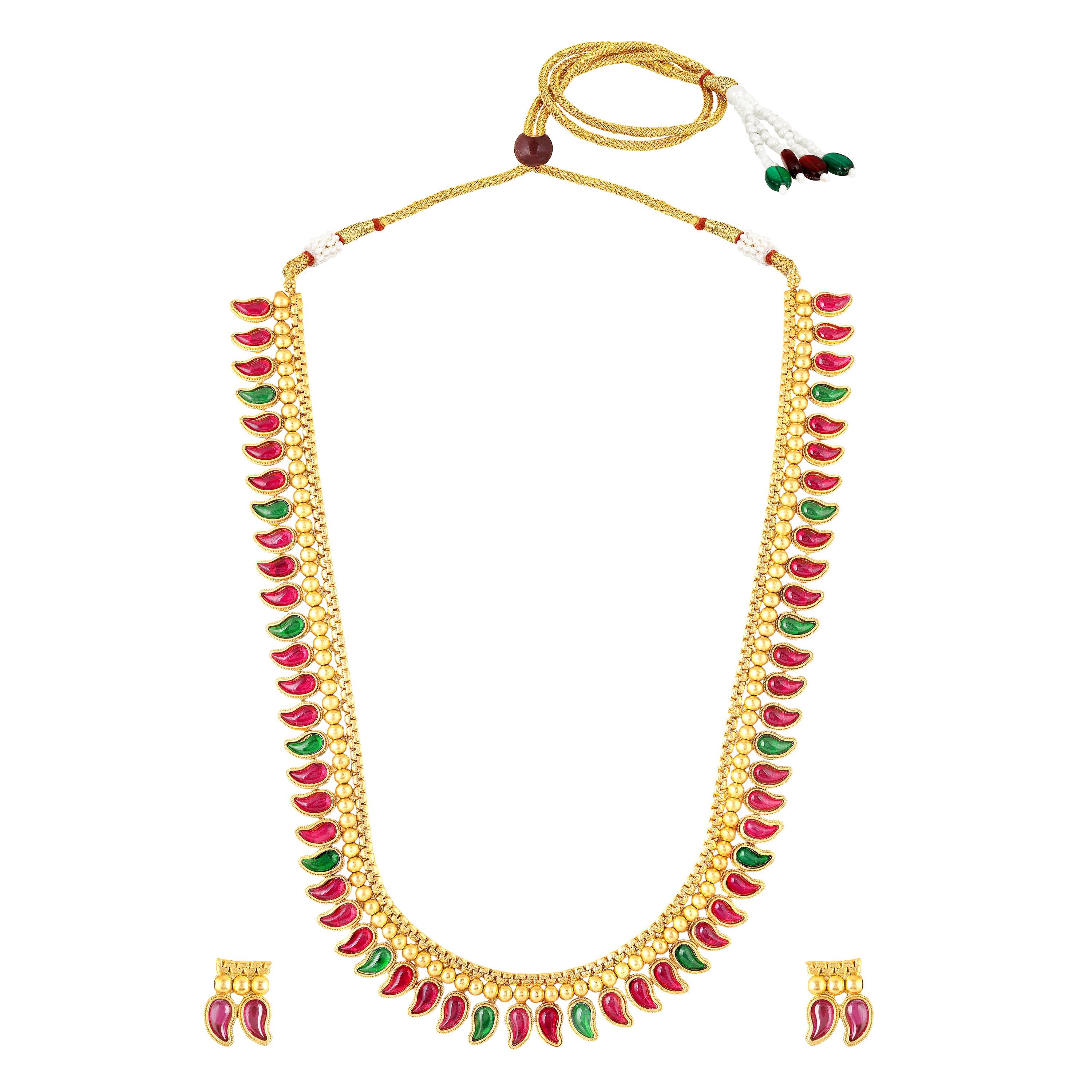Traditional South Indian Mango Mala Necklace Set with matching earring